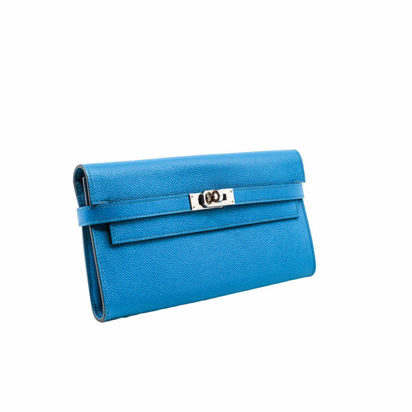 Kelly Long Wallet 7w Blue Phw O Stamp L UXE LINK