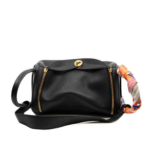 Lindy 30 TC Leather In Black With Twilly C Stamp GHW – L'UXE LINK