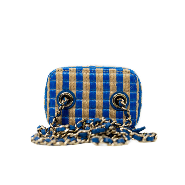 Mini Raffia In Blue/Beige Vanity Bag GHW Seri 30 – L'UXE LINK